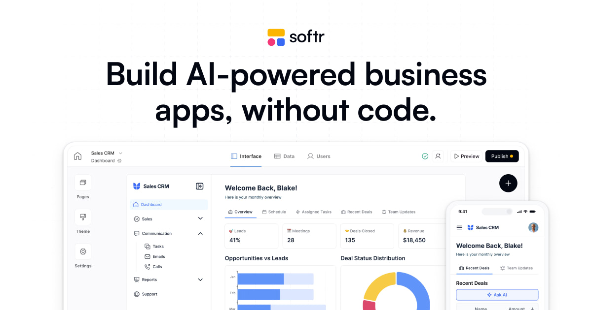 Build Custom AI Business Apps, Portals & Internal Tools with No Code| Softr